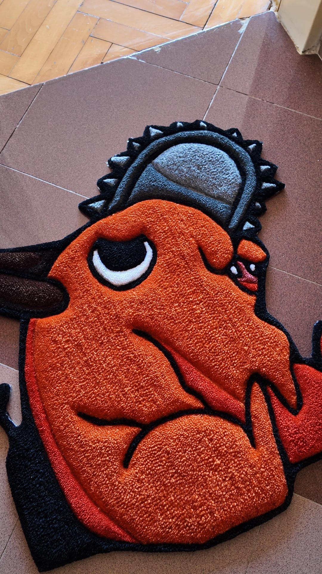 Pochita Tufted Rug - Custom Tufted Rug, Handmade Anime-inspired Rug ...