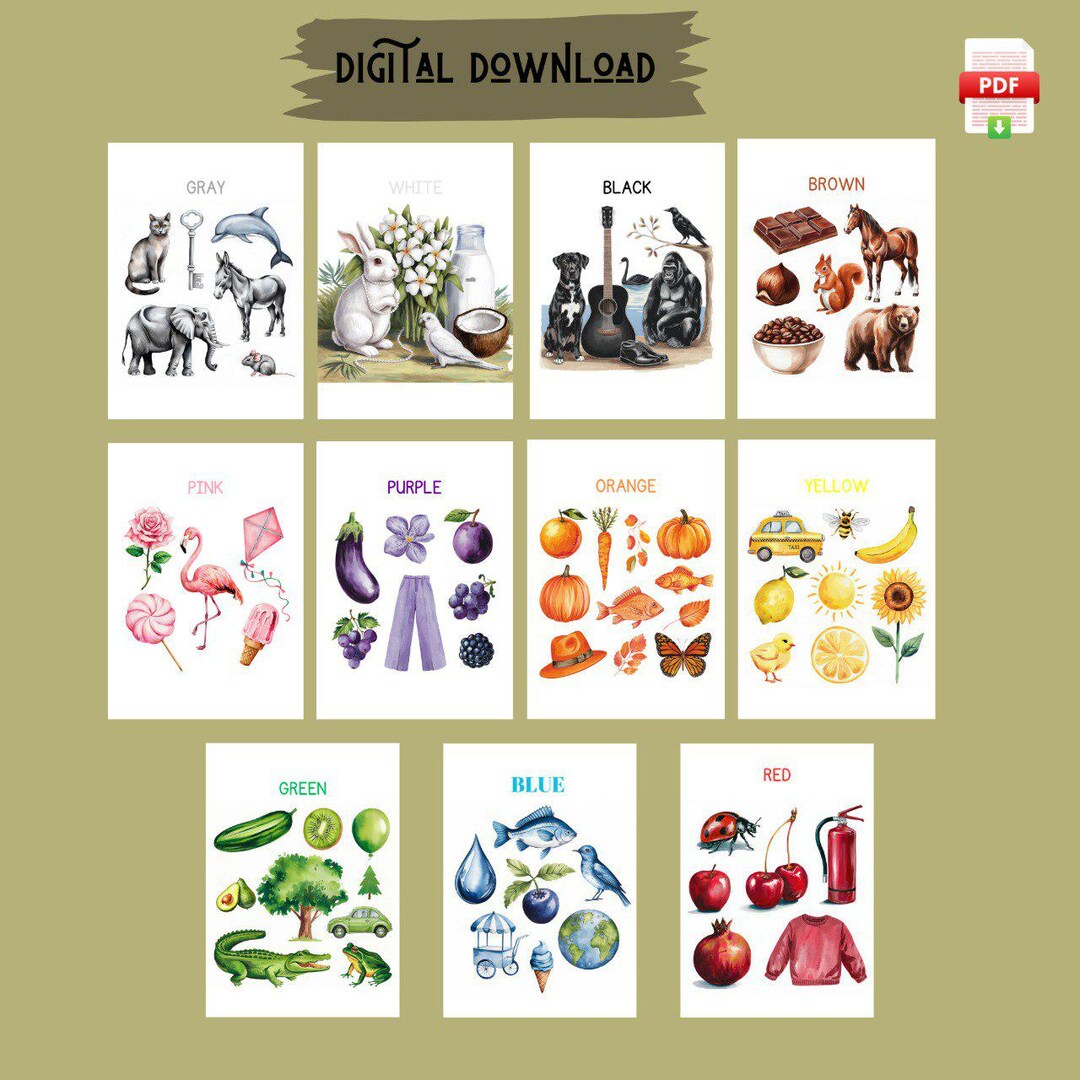 Colour Flashcards Printable, Kids Learn Colour Cards, Language ...
