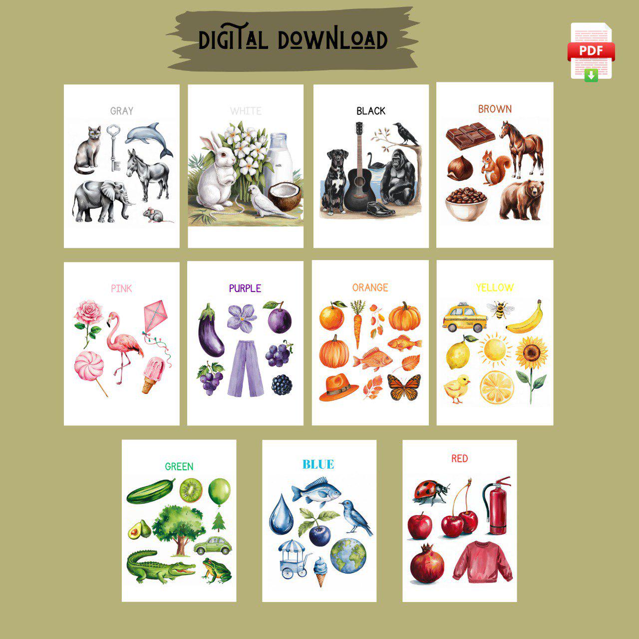 Colour Flashcards Printable, Kids Learn Colour Cards, Language ...