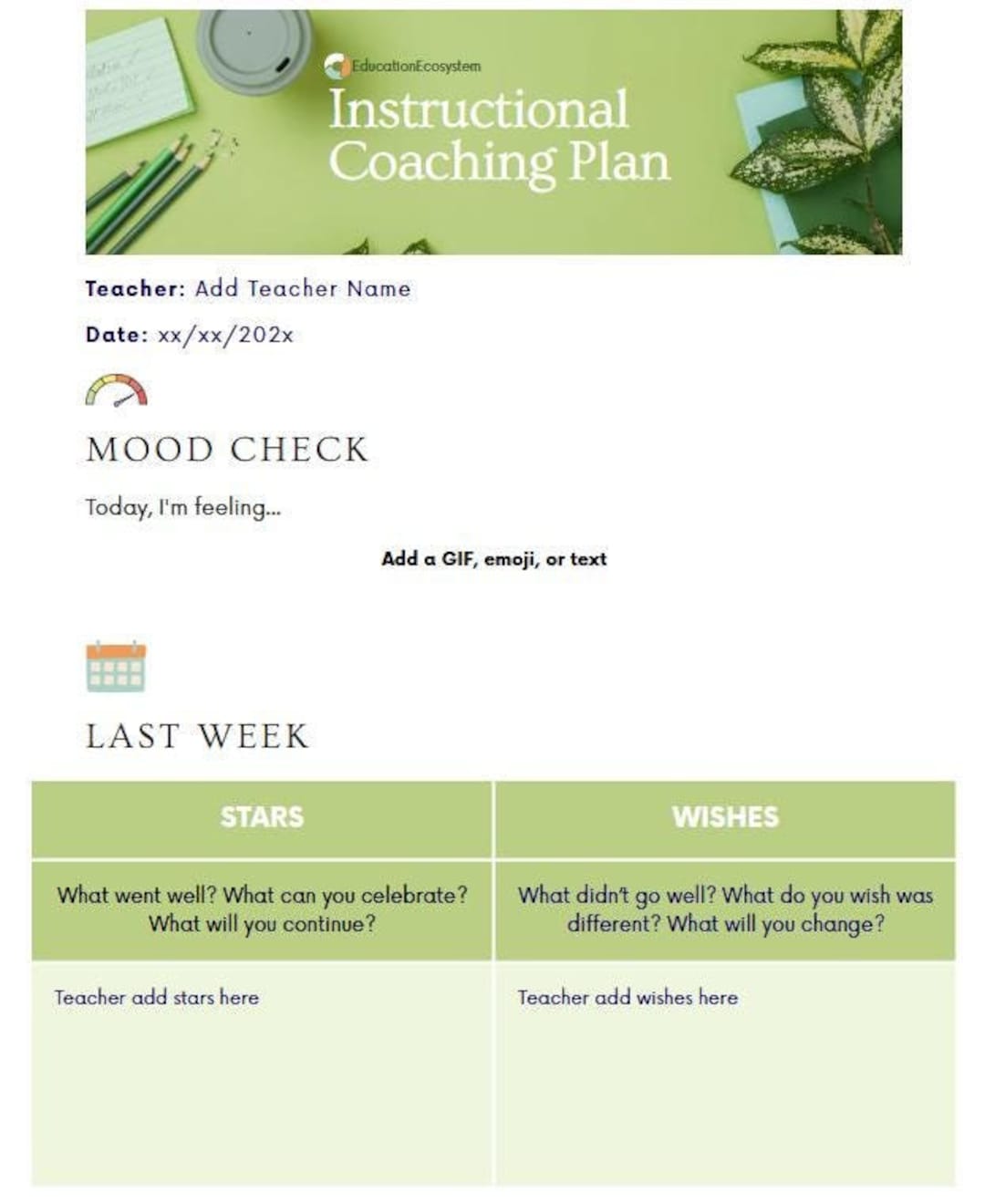 Instructional Coaching Plan Template - Etsy