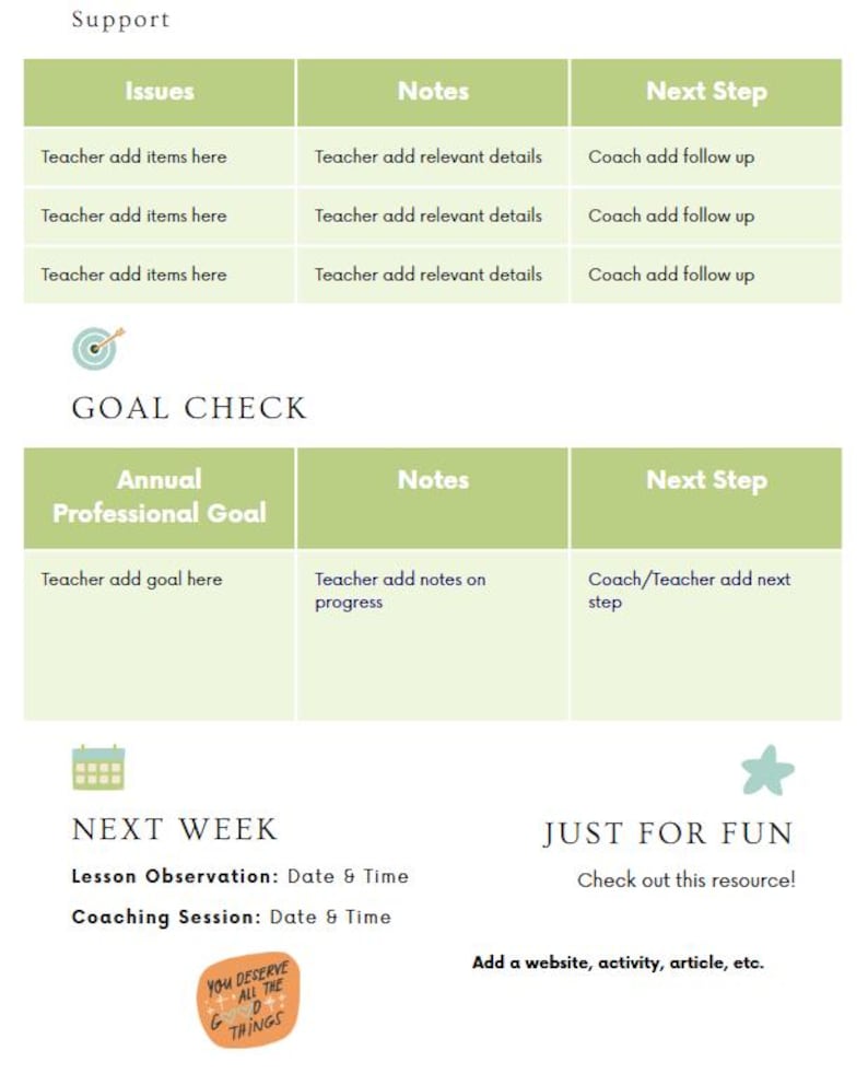 Instructional Coaching Plan Template - Etsy