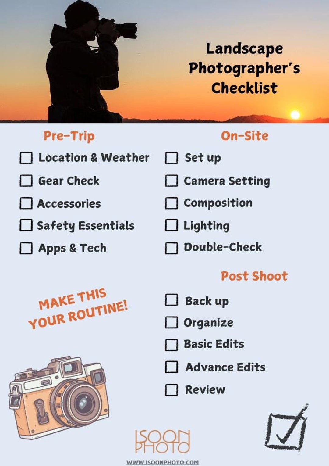 Landscape Photographer's Check List - Etsy