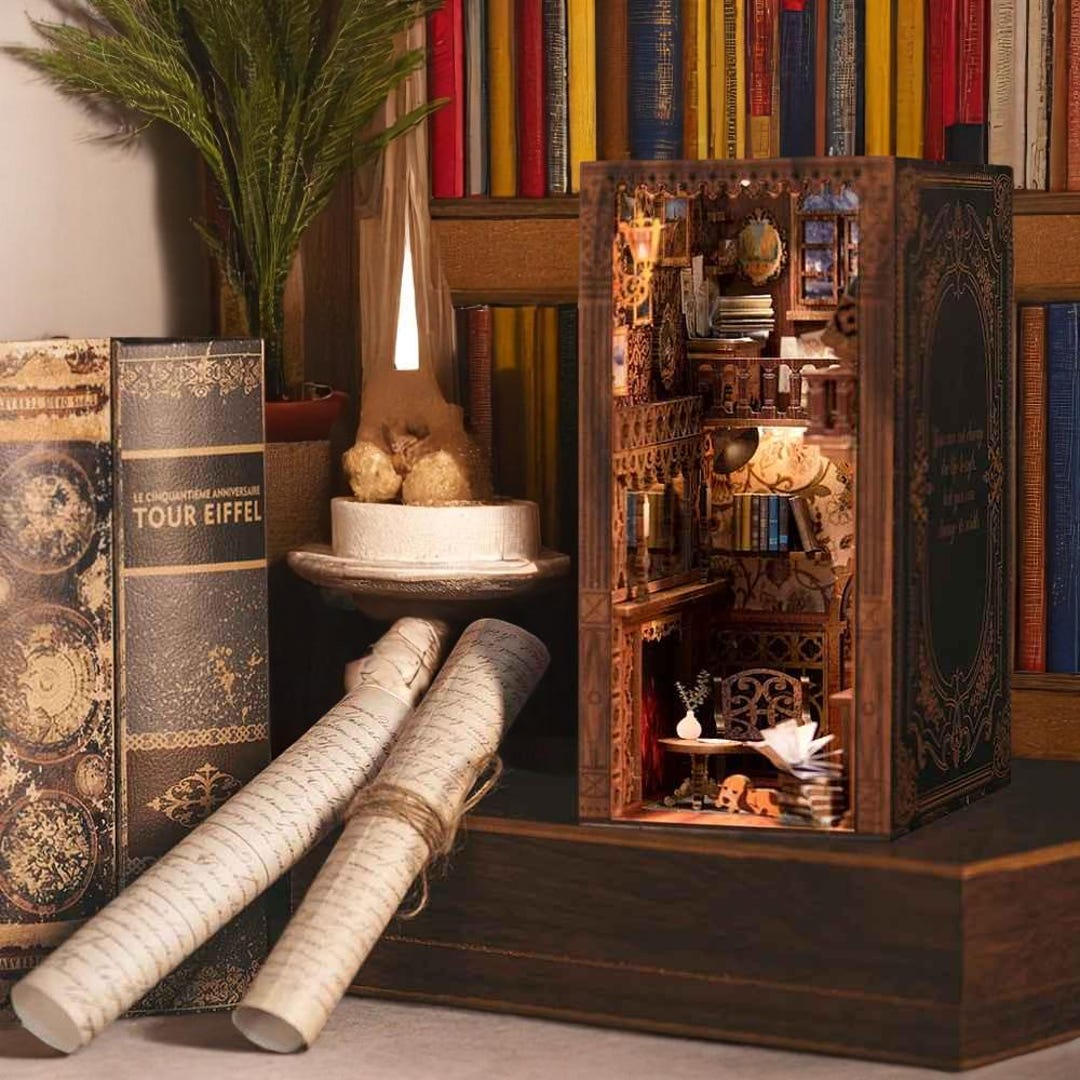 Retro Eternal Bookstore Book Nook – DIY Miniature House Kit With LED ...