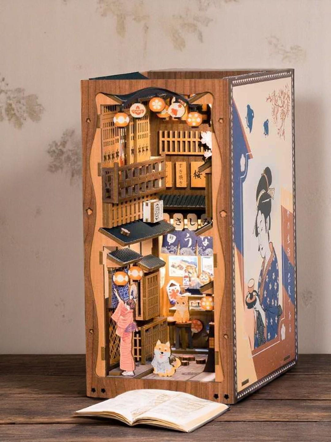 Sea Hunter Sakura Book Nook – DIY Miniature Library Dollhouse Kit ...