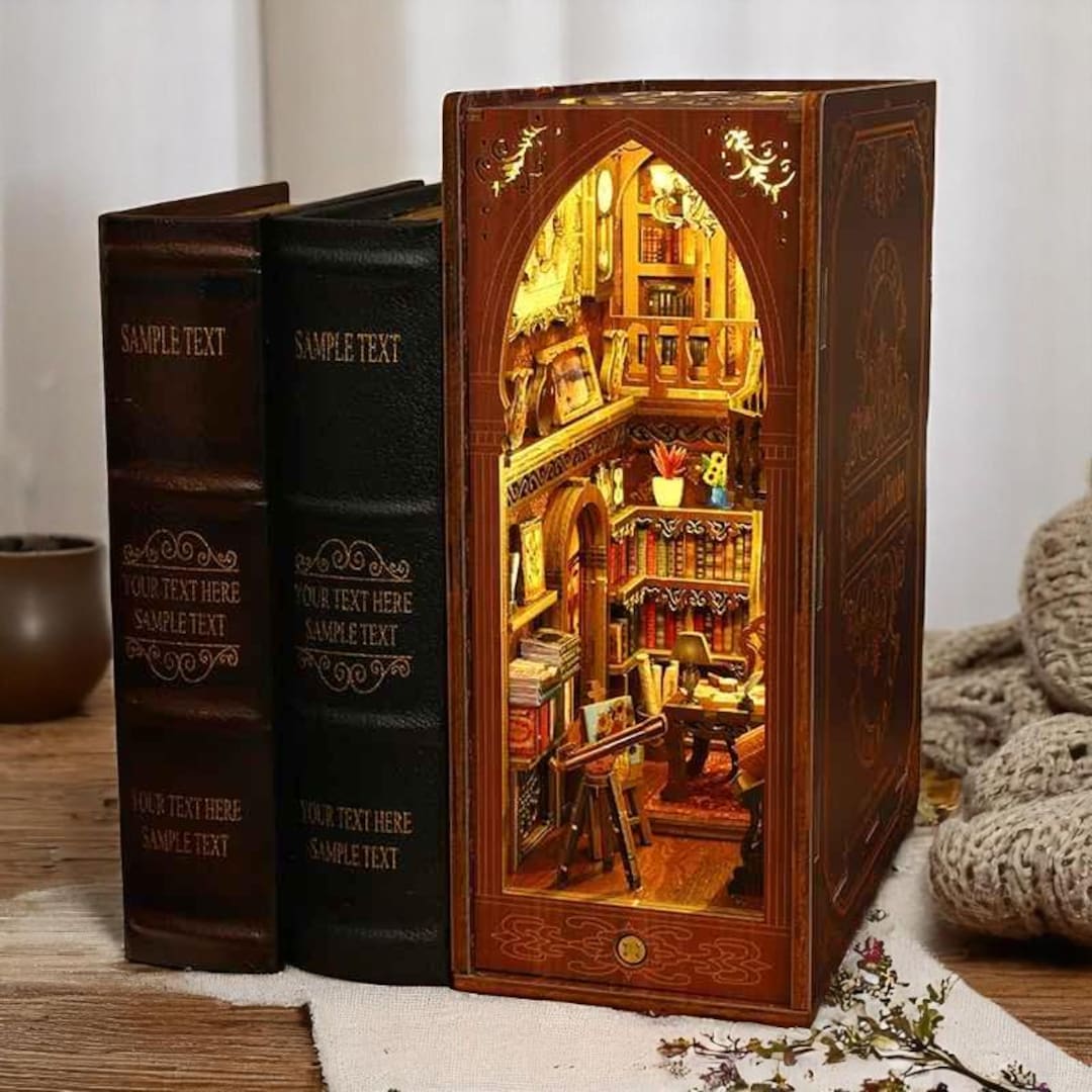DIY Book Nook Kit – 3D Wooden Shelf Insert With Furniture & LED Light ...