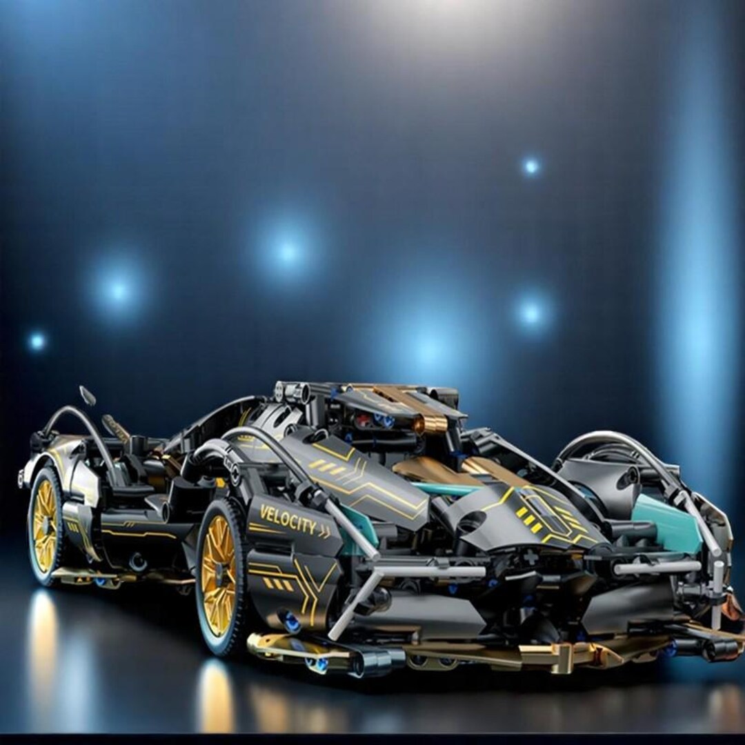 Black V12 RC Roadster Building Blocks – 1:14 Tech Racer DIY Car Model ...
