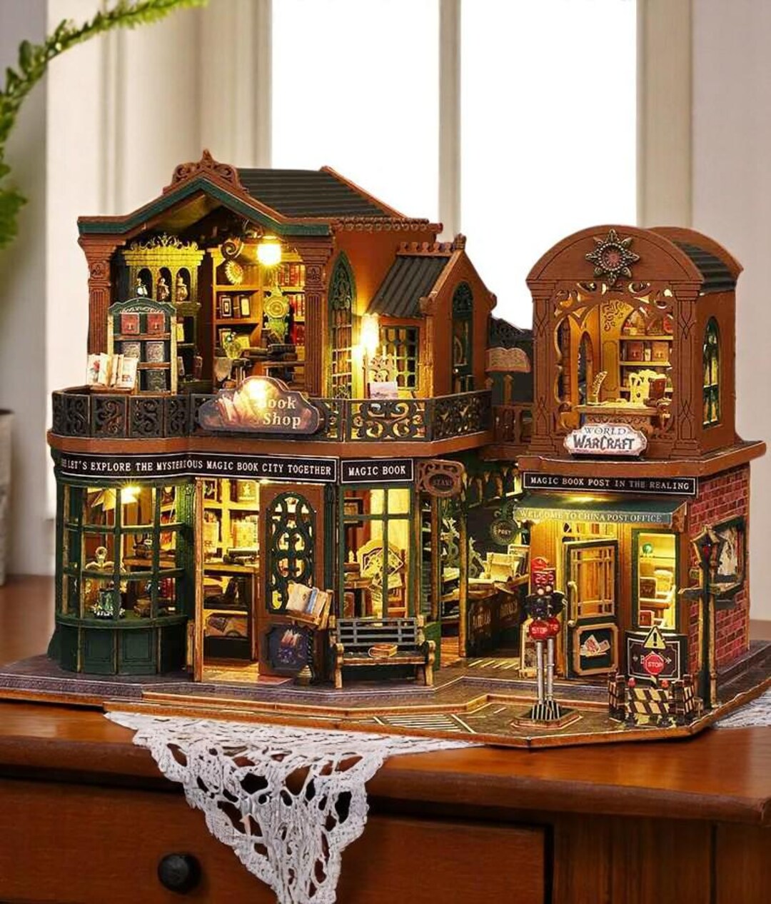 Large DIY Wooden Dollhouse – Twilight Bookstore Miniature Home Kit With ...