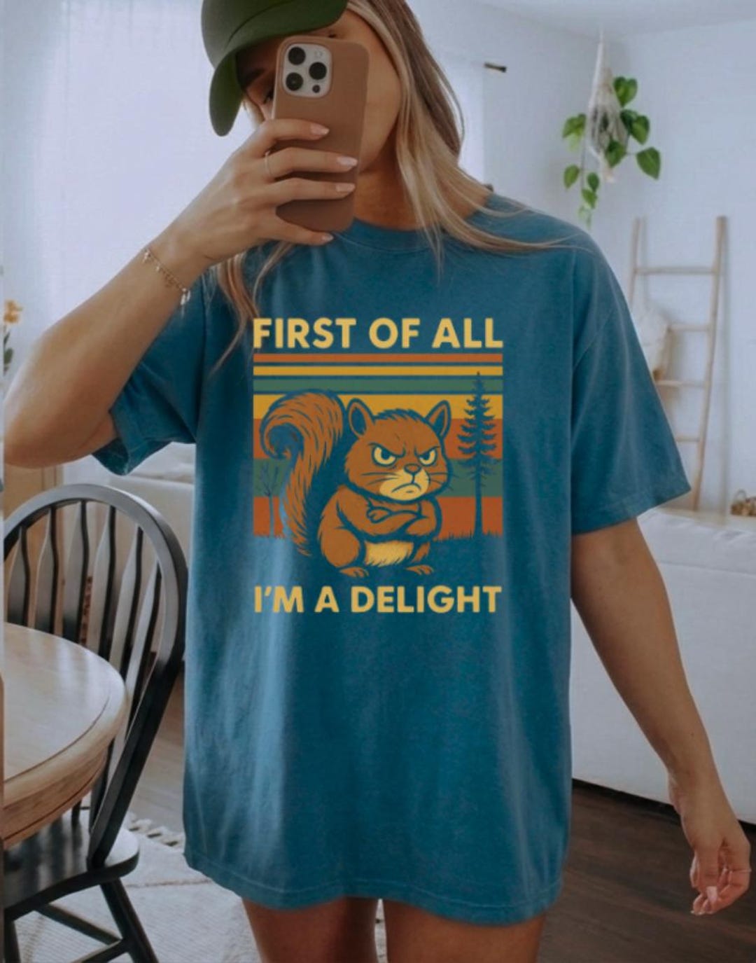 First of All Im A Delight, Sarcastic Angry Squirrel Lover Shirt, Cute ...