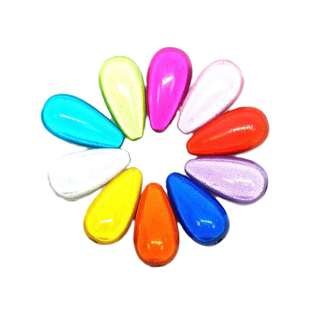 22 Mm 10pcs Big Teardrop 3D Illusion Multicoloured Miracle Acrylic ...