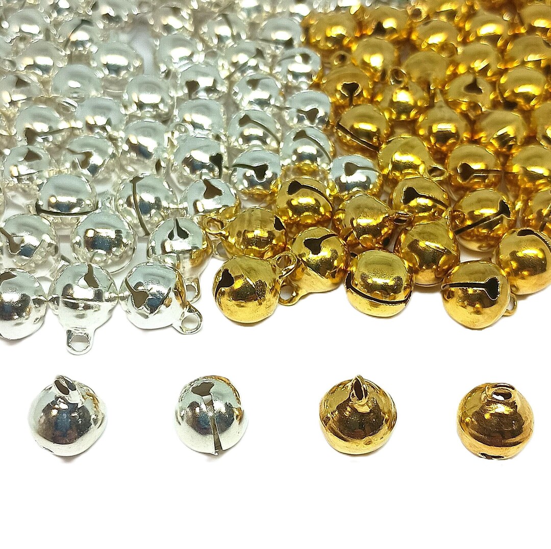 Round Silver & Gold Copper Jingle Bells – 10mm Metal Charms for ...