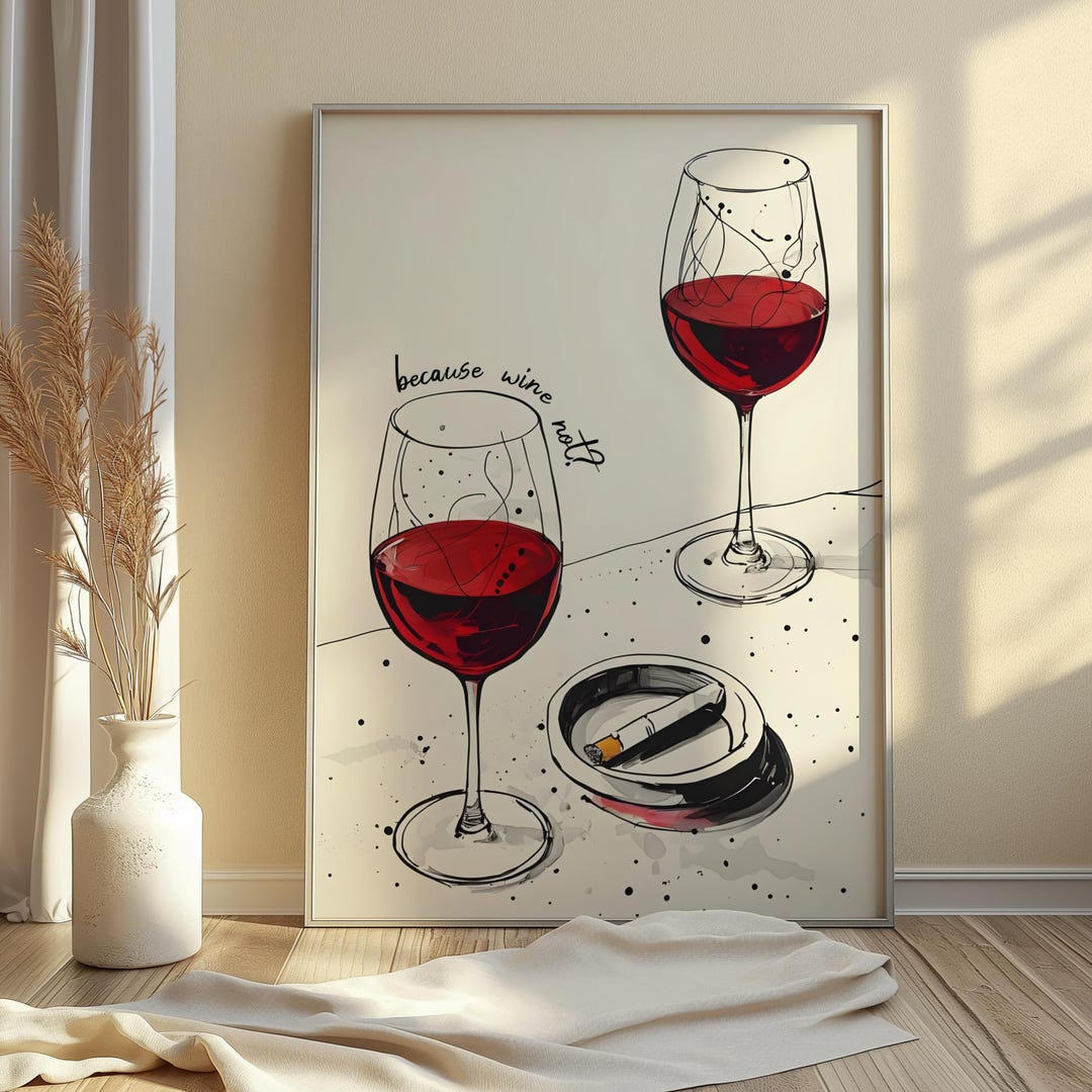 Red Wine Print / Cocktail Wall Art / Drinks Cabinet Bar / Kitchen Decor ...