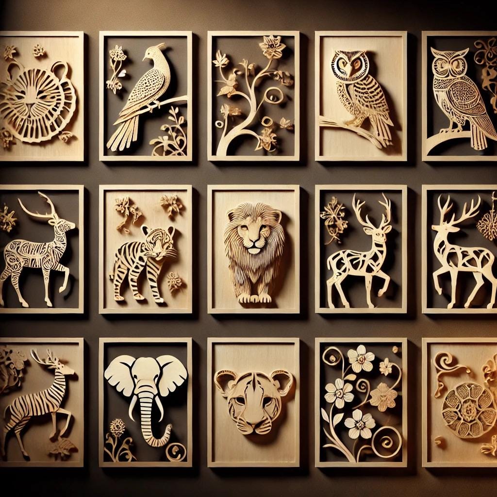 10 Unique Animal Wall Art Designs SVG Cut Files for Laser and CNC ...