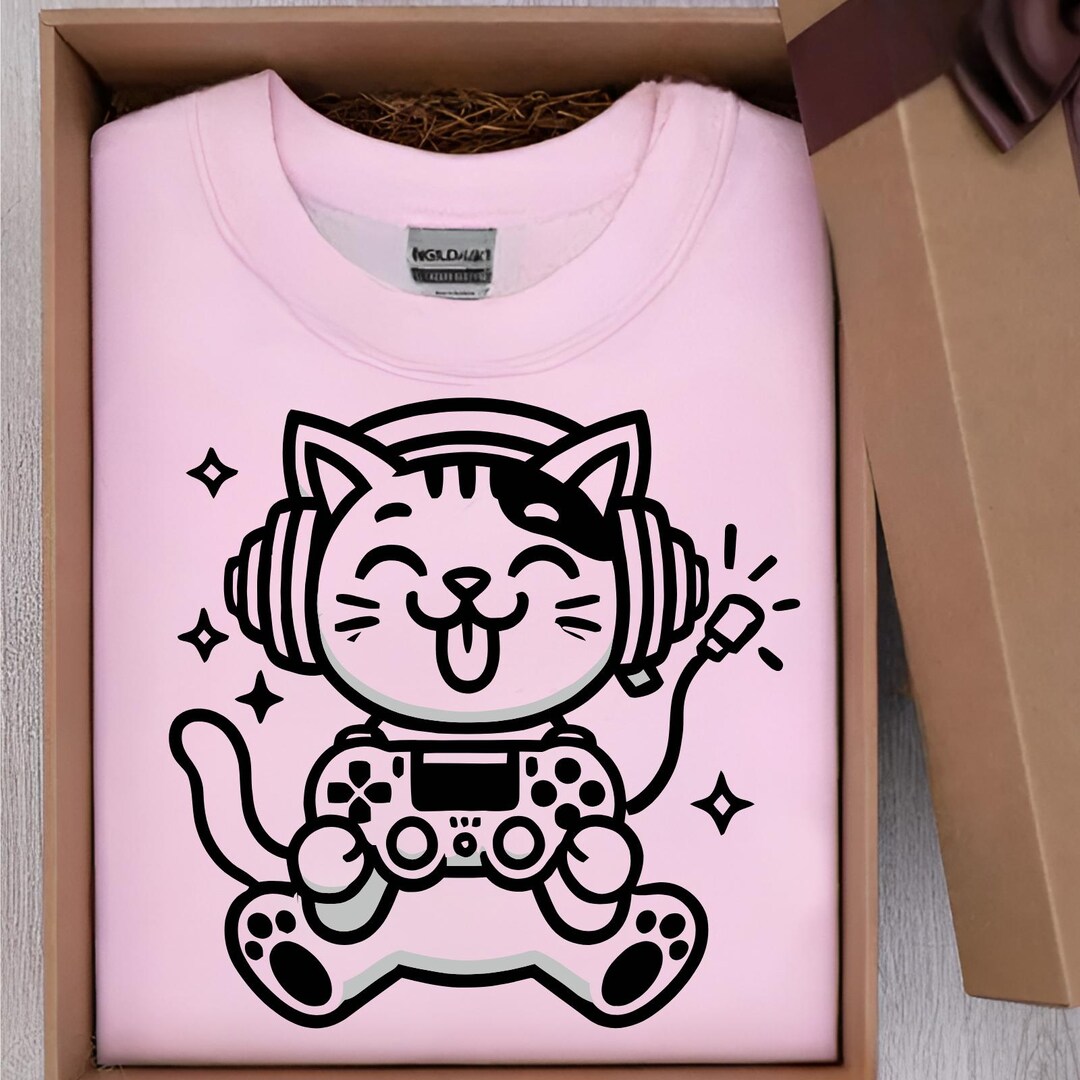 Kawaii Cute Gamer Gaming Cat Cats Cat With Game Pad Cat Holding ...