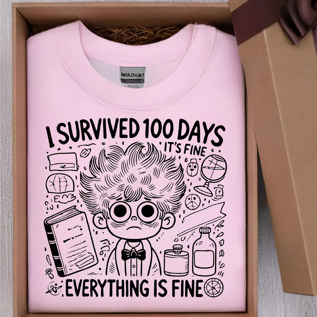 I Survived 100 Days of School Png, Cartoon School Png, 100 Days of ...