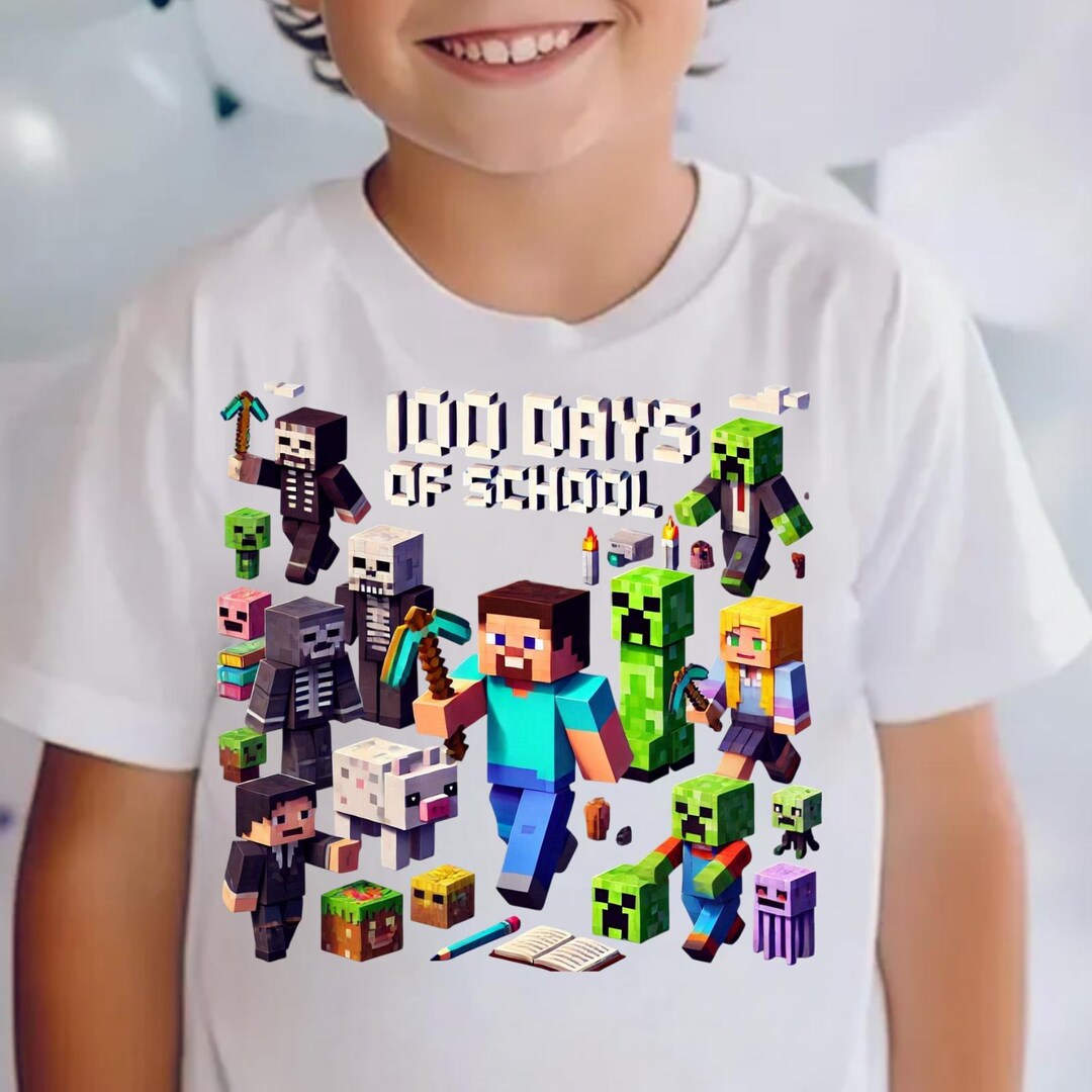 100 Days of School Game Characters Png, School 100th Day Cartoon Shirt ...