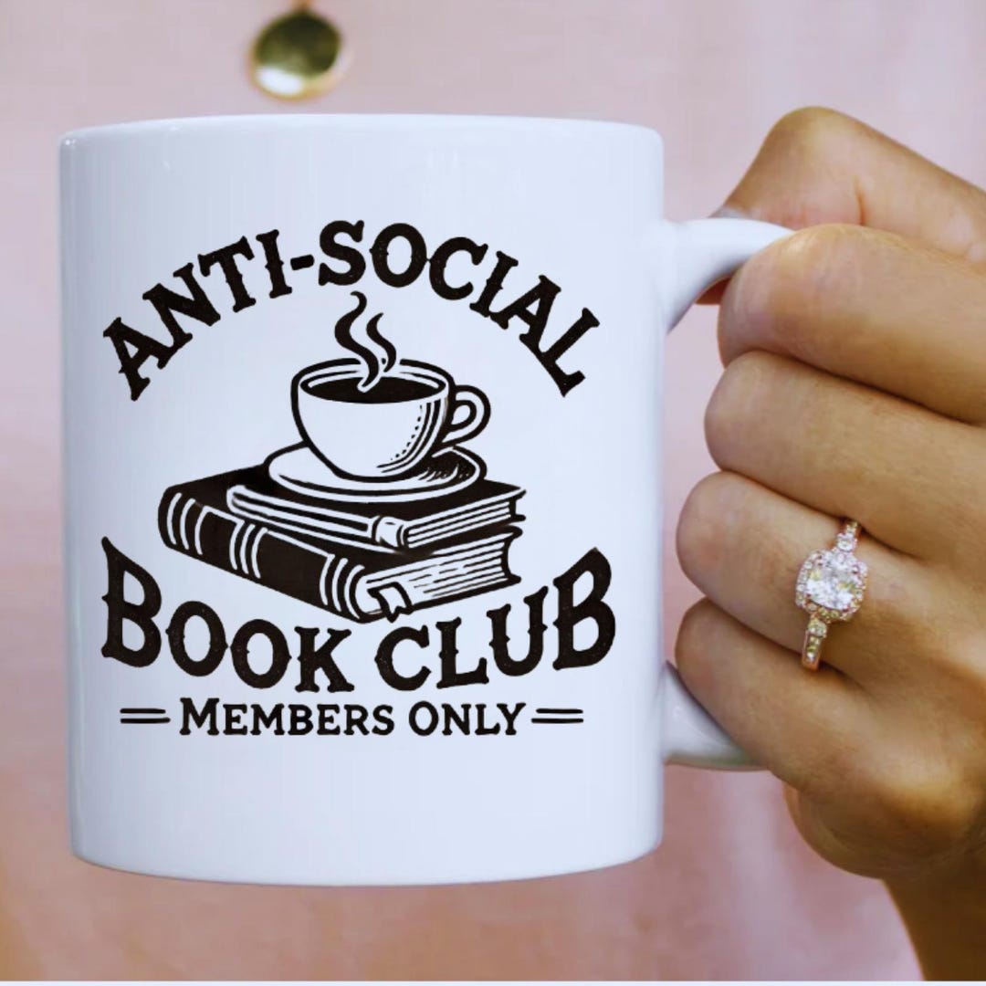 Anti Social Book Club PNG, Introverted Reader Sublimation, Bookish ...