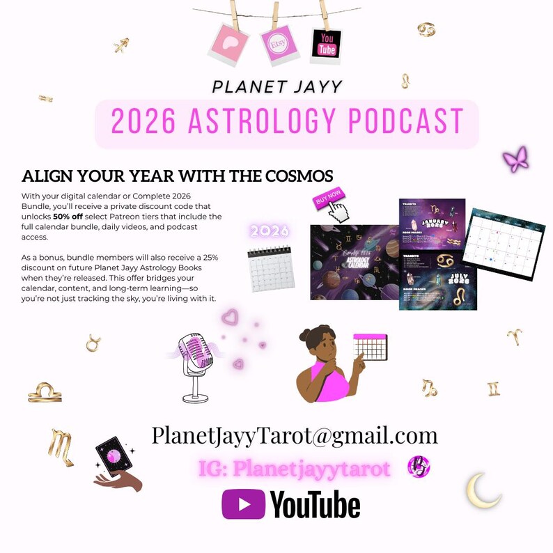 2026 Astrology Calendar Digital Download | Moon Phases, Retrogrades ...