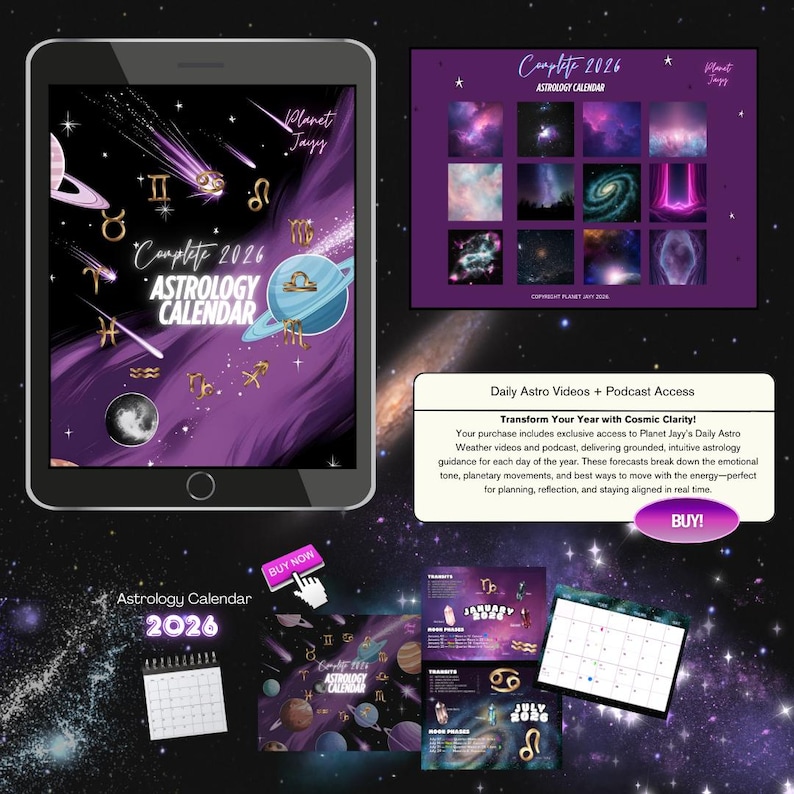 2026 Astrology Wall Calendar | Moon Phases, Retrogrades, Transits - Etsy