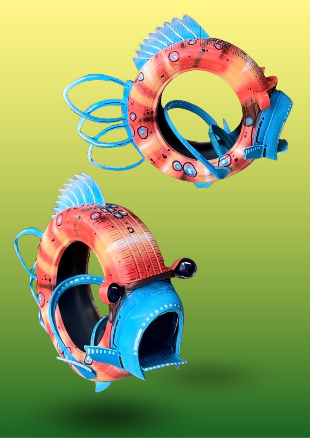 Fish Shaped Planter Blue Pink Pot Upcycled Garden Art Tire Pot Patio ...