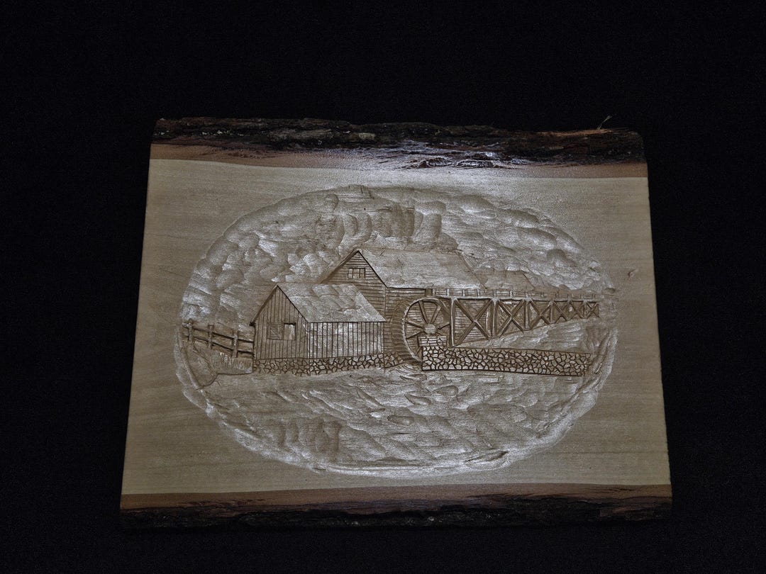Hand Carved Relief Carving of Mabry Mill on Live Edge Basswood - Etsy