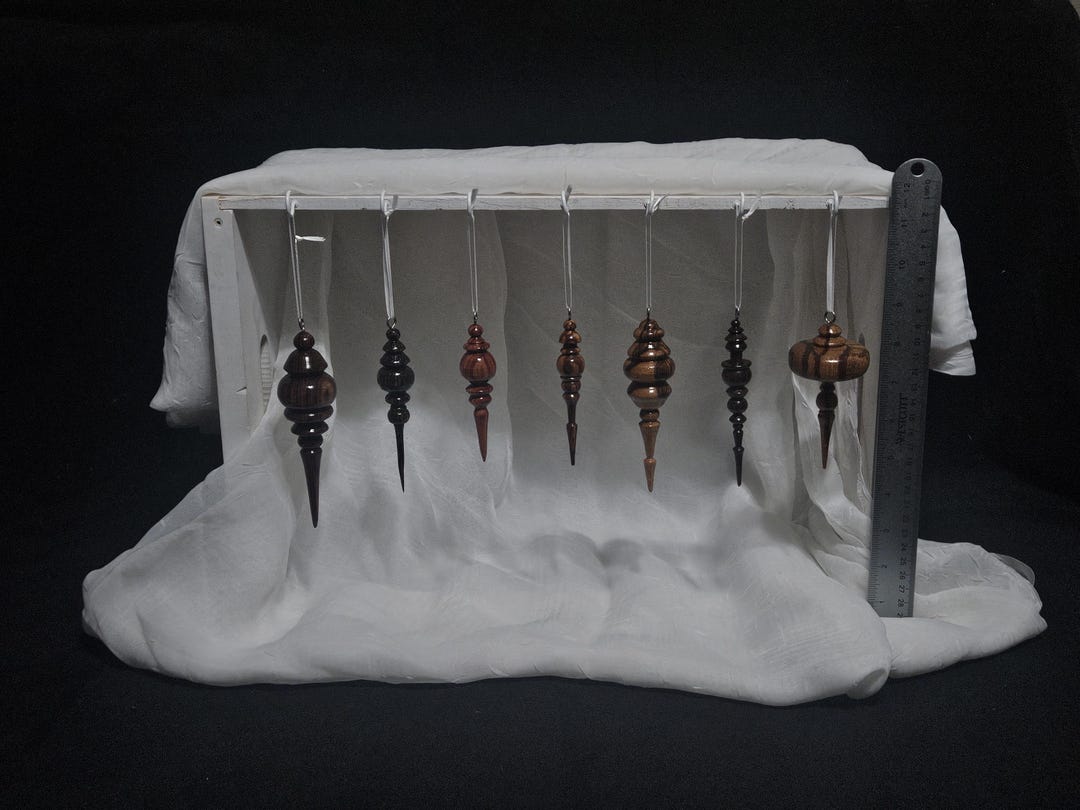 Handmade Wood Turned Icicle Ornaments - Exotic Wood Holiday Decorations ...