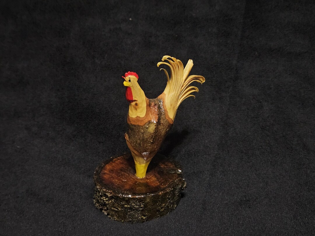 Handcarved Folk Chicken Branch - Etsy