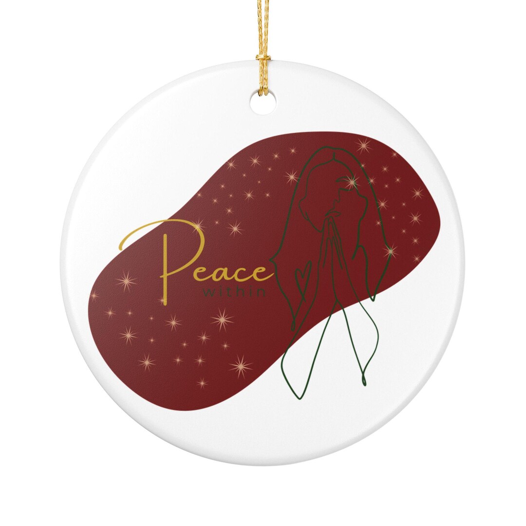 Peace Script Nativity Line Art Ceramic Ornament | Christmas Tree ...