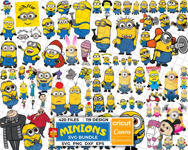 Minions SVG Bundle, Minions PNG Bundle, Layered SVG, Minions Clipart ...
