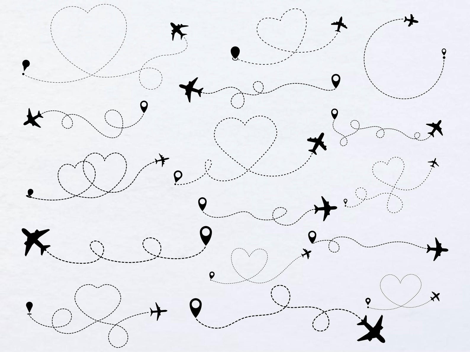 Airplane Path SVG Bundle, Heart Silhouette (digital Files) - Etsy