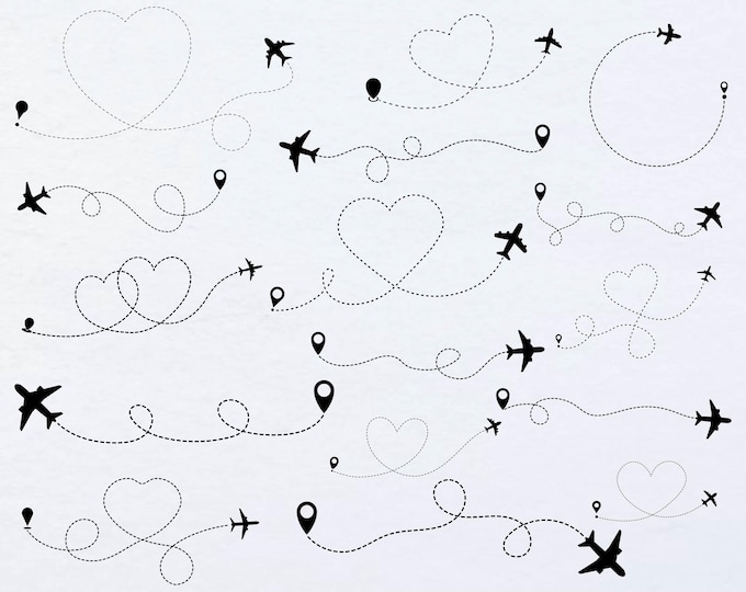 Paper Airplane SVG, Plane SVG, Plane Heart Path Svg, Flying Airplane ...