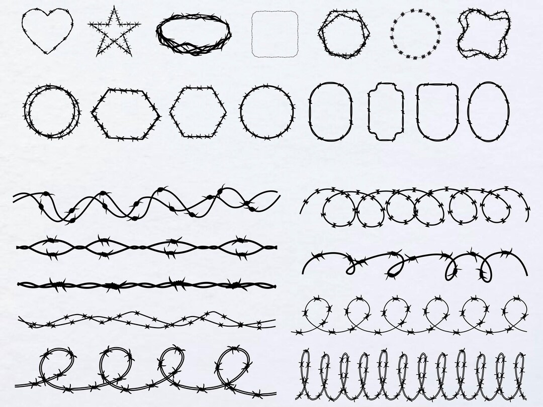 Barbed Wire Svg Bundle, Barbed Wire Svg, Barbed Wire Silhouette, Barbed ...