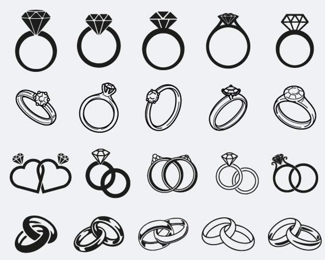 Wedding Ring SVG Bundle, Hand Drawn Clipart (digital Download) - Etsy