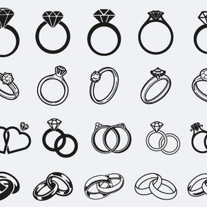 Wedding Rings Svg Bundle, Ring Svg, Wedding Svg, Clipart, Silhouette ...