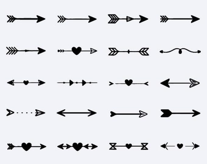 Arrows and Arrows Clip Art Set, PNG, SVG, VECTOR, Black Arrows, White ...