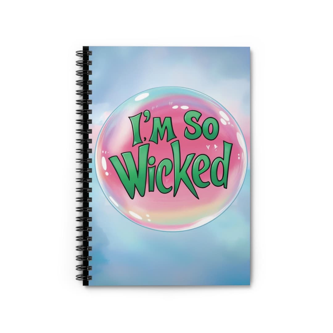Wicked Inspired Notebook, Journal, Wicked Fan Gift, Ruled Line Spiral ...