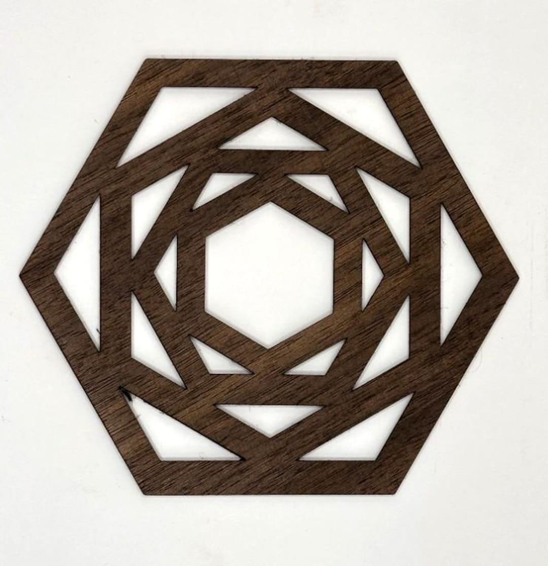 Modern Style Hexagon Walnut Wood Coaster - Made in Michigan - Set of 4 ...