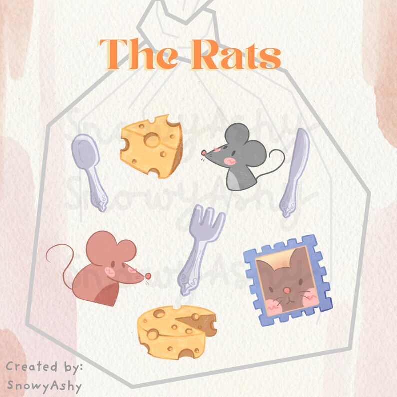 8 PCS the Rats Sticker Pack, Cute Mouse Stickers, Utensils Stickers ...