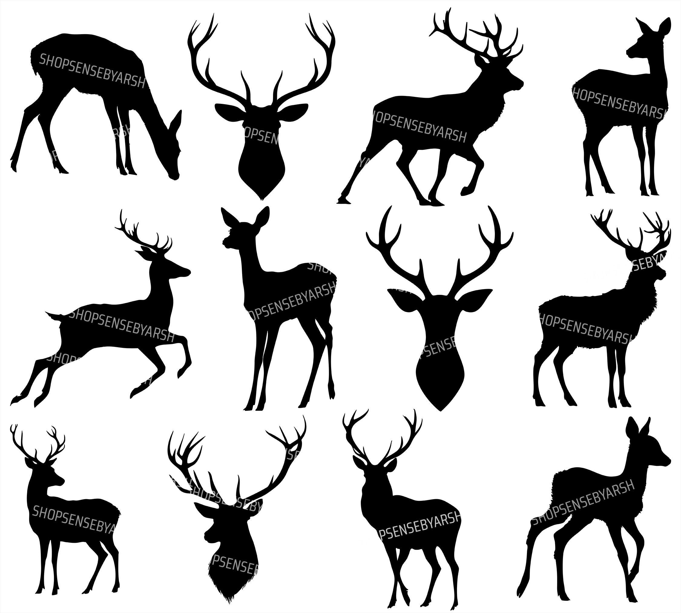 Deer SVG Bundle, Buck & Reindeer Silhouettes, Woodland Animal Cricut ...