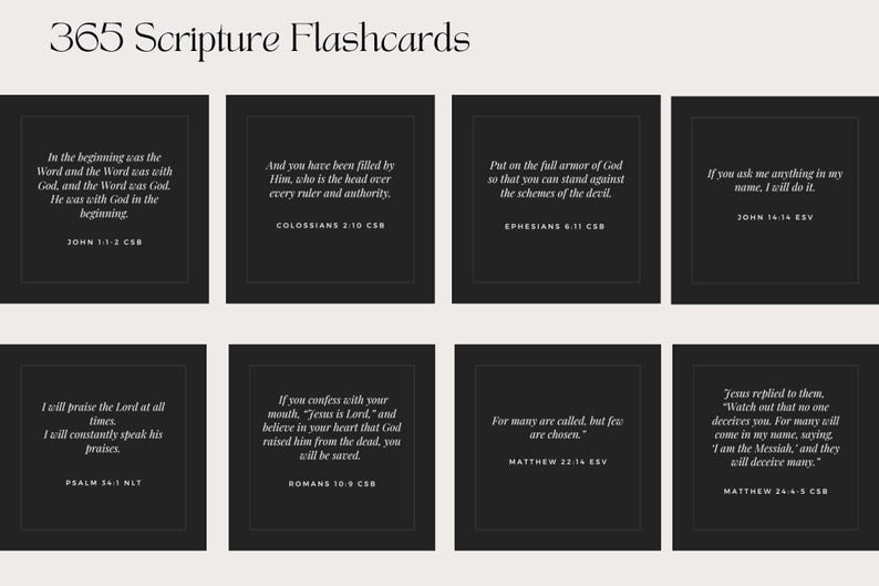 365 Printable Bible Verse Cards | Scripture Flashcards for Spiritual ...