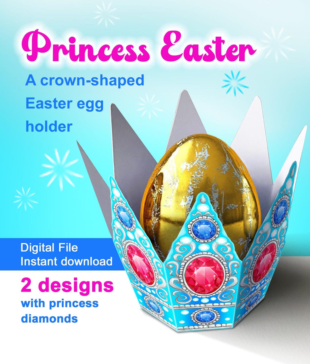 Easter Egg Princess Crown Shaped Holder, Decorated With Diamonds ...