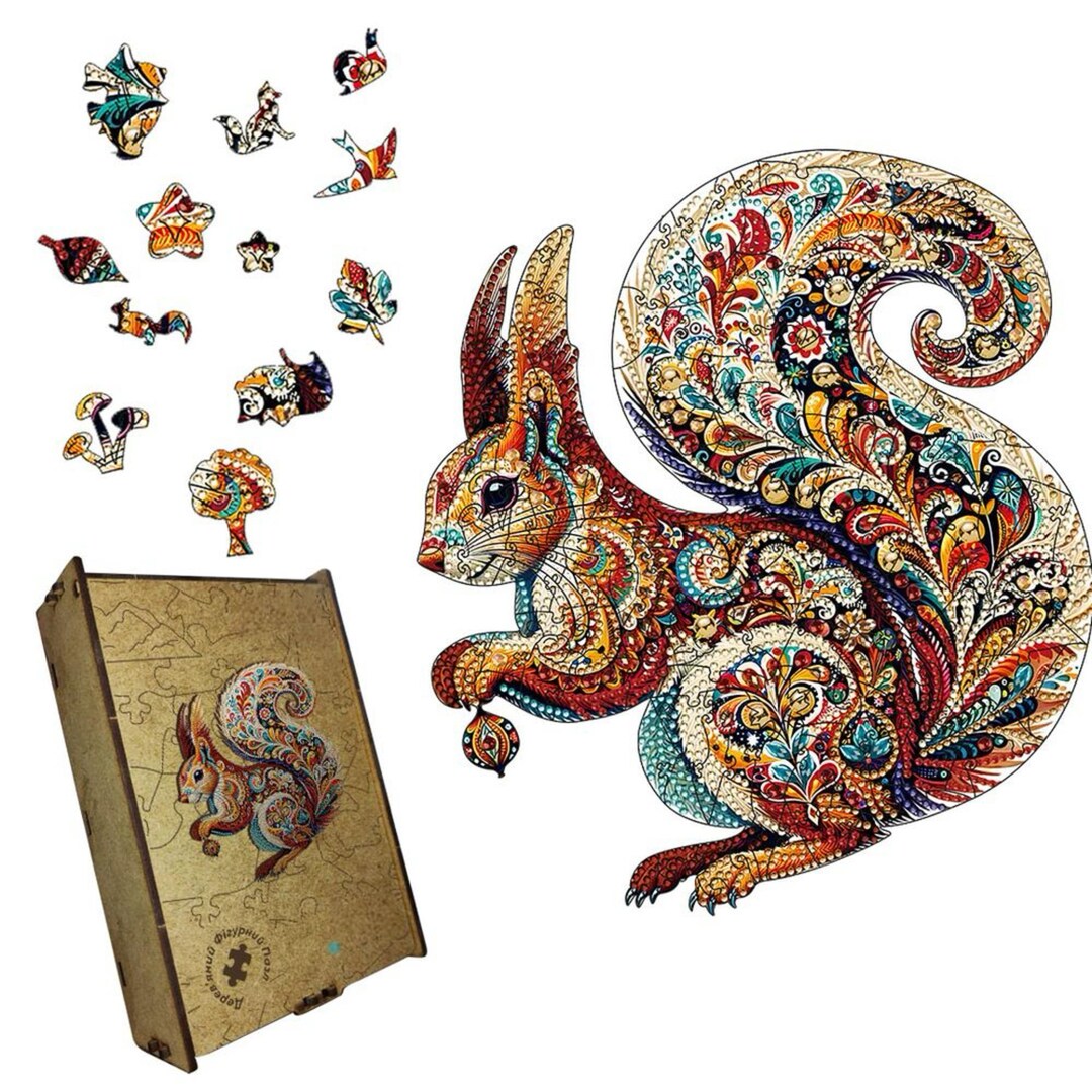 Personalized Wooden Squirrel Mosaic Puzzle | Custom Jigsaw - Etsy