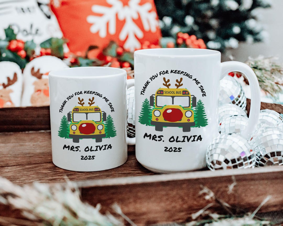 Personalized School Bus Driver Christmas Mug Cute Holiday Bus Driver ...