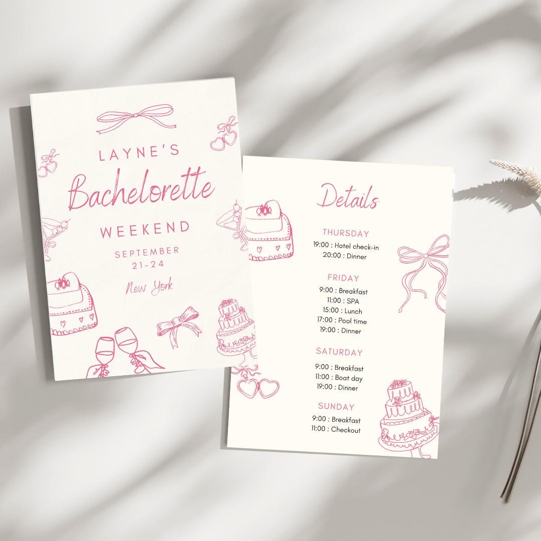 Girly Bachelorette Invite, Pink Bachelorette Invite, Bachelorette ...