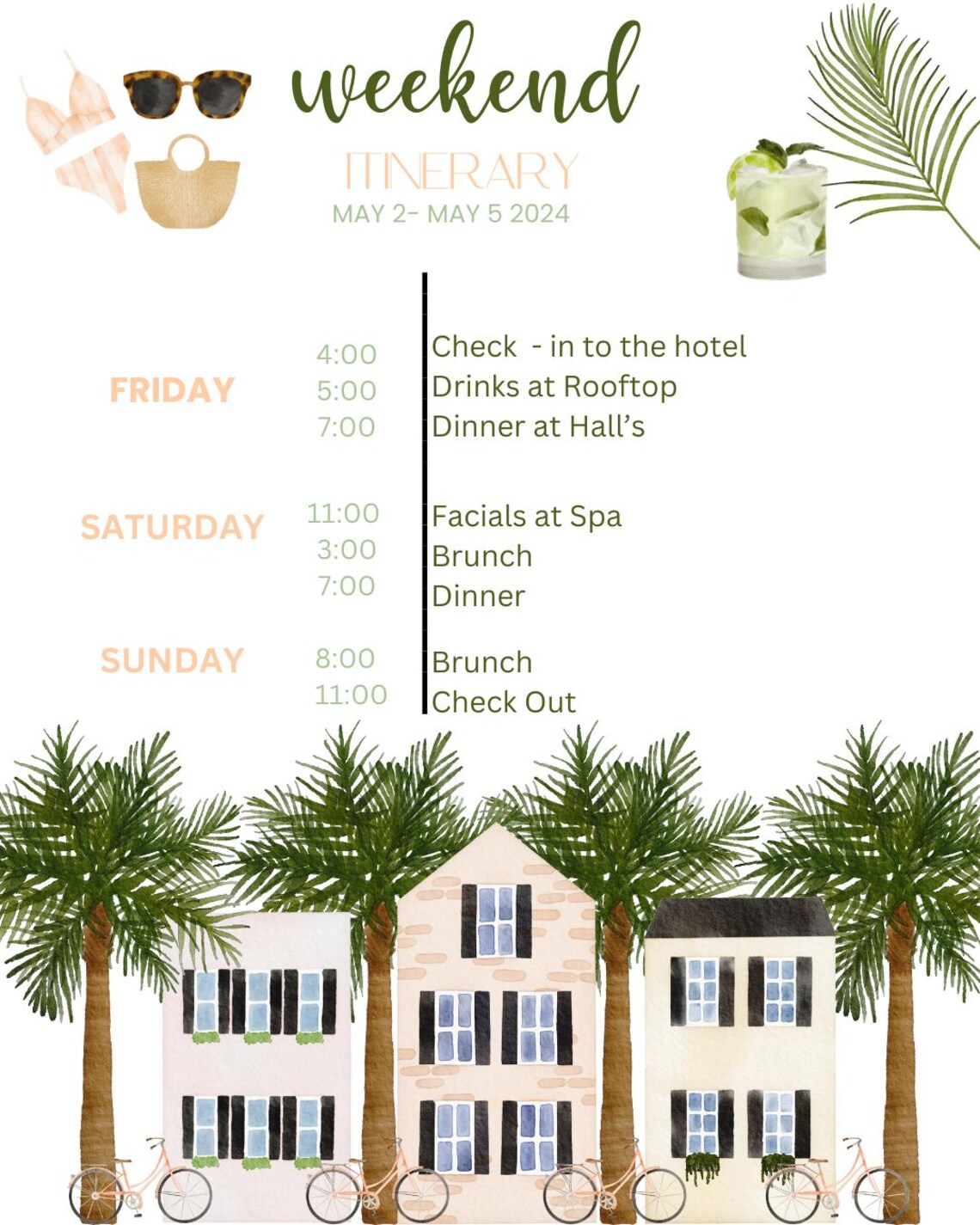Charleston Bachelorette Weekend Invite + Itinerary, Invite, Template ...