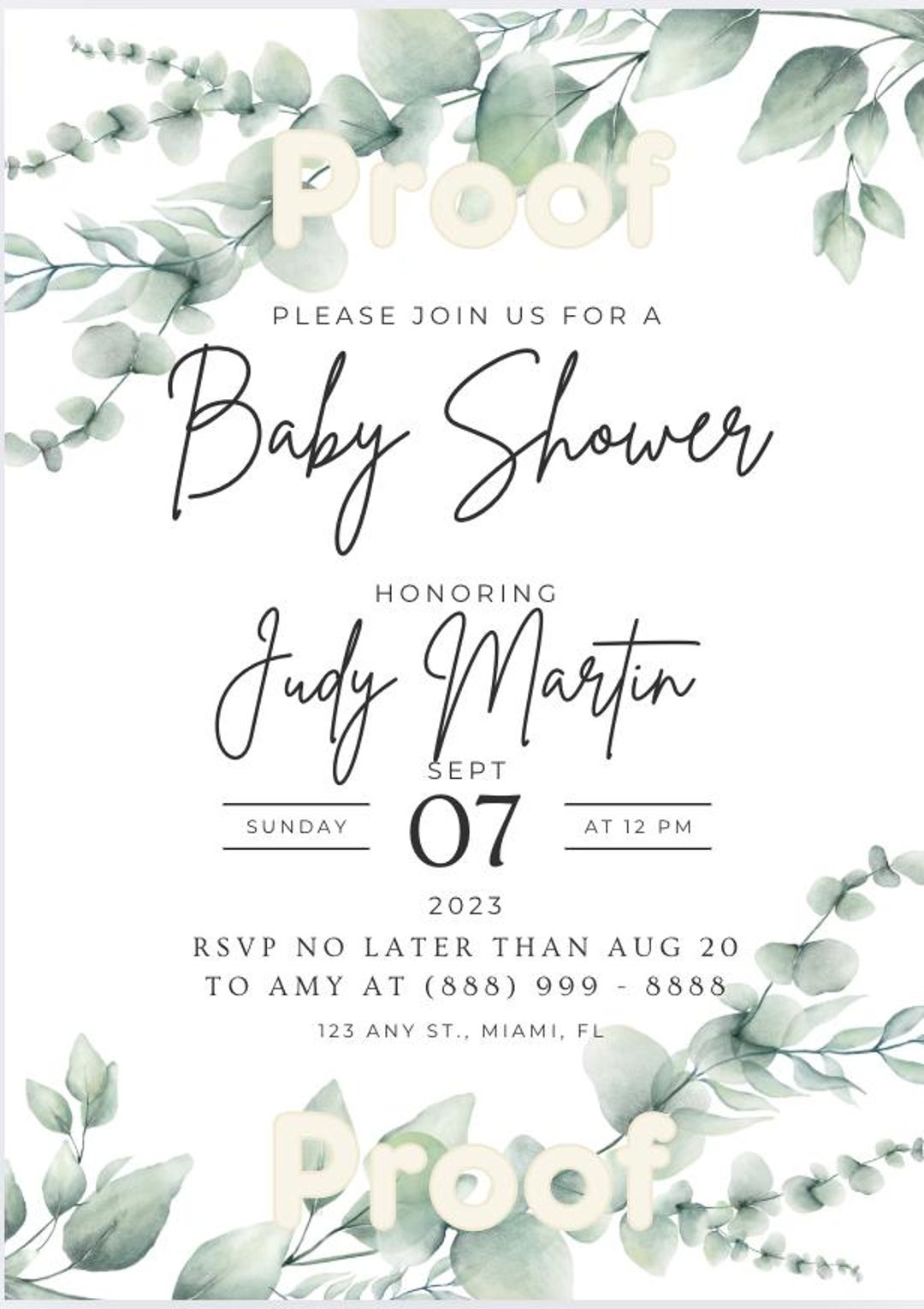 Customizable Baby Shower Invitation | Printable Download - Foliage - Etsy