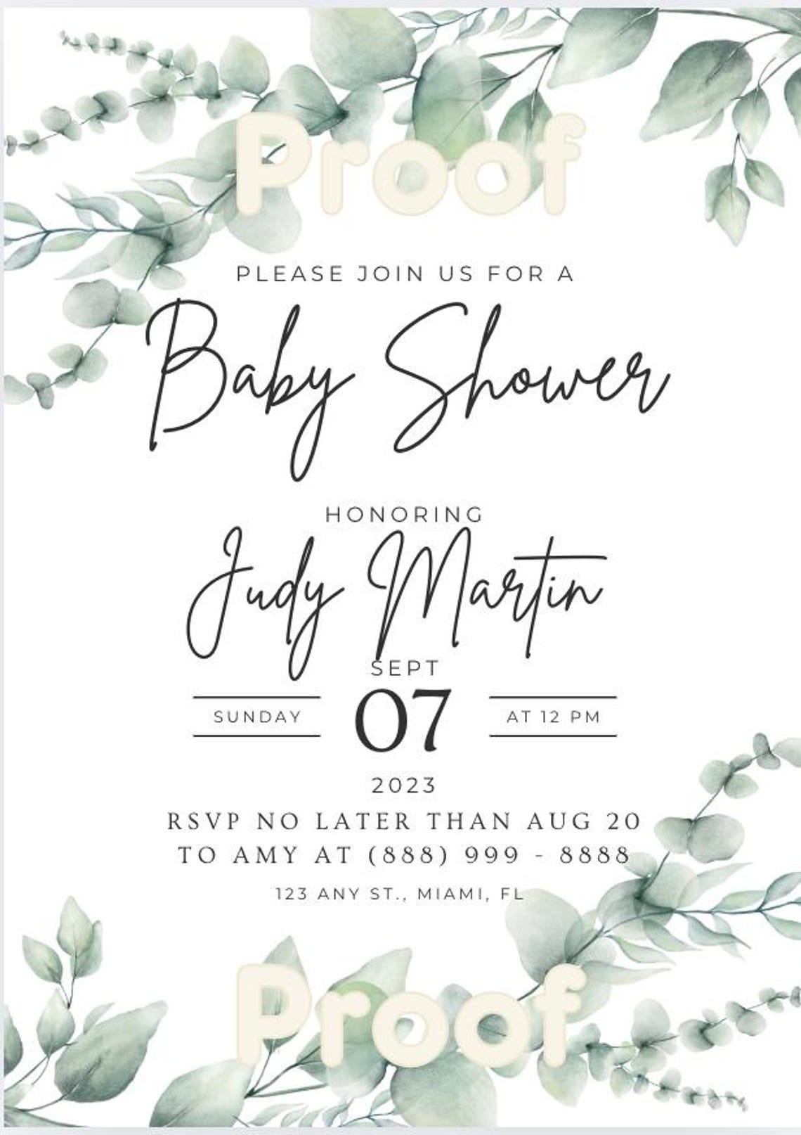 Customizable Baby Shower Invitation | Printable Download - Foliage - Etsy