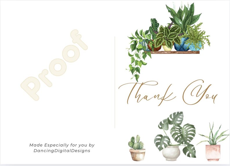 Blank Thank You Card | Printable Download - Plant Theme - Etsy