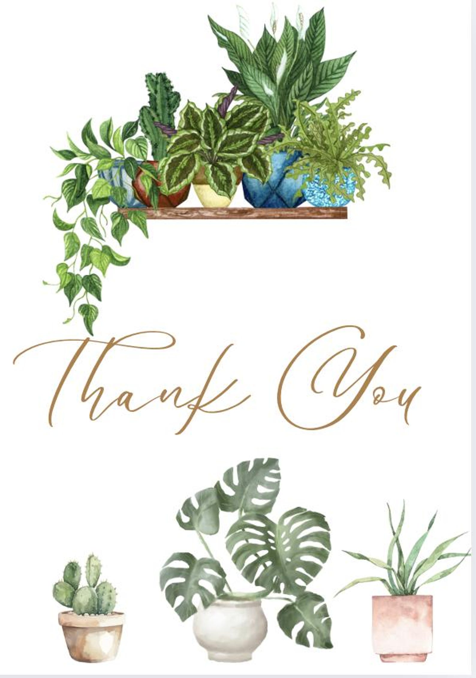 Blank Thank You Card | Printable Download - Plant Theme - Etsy
