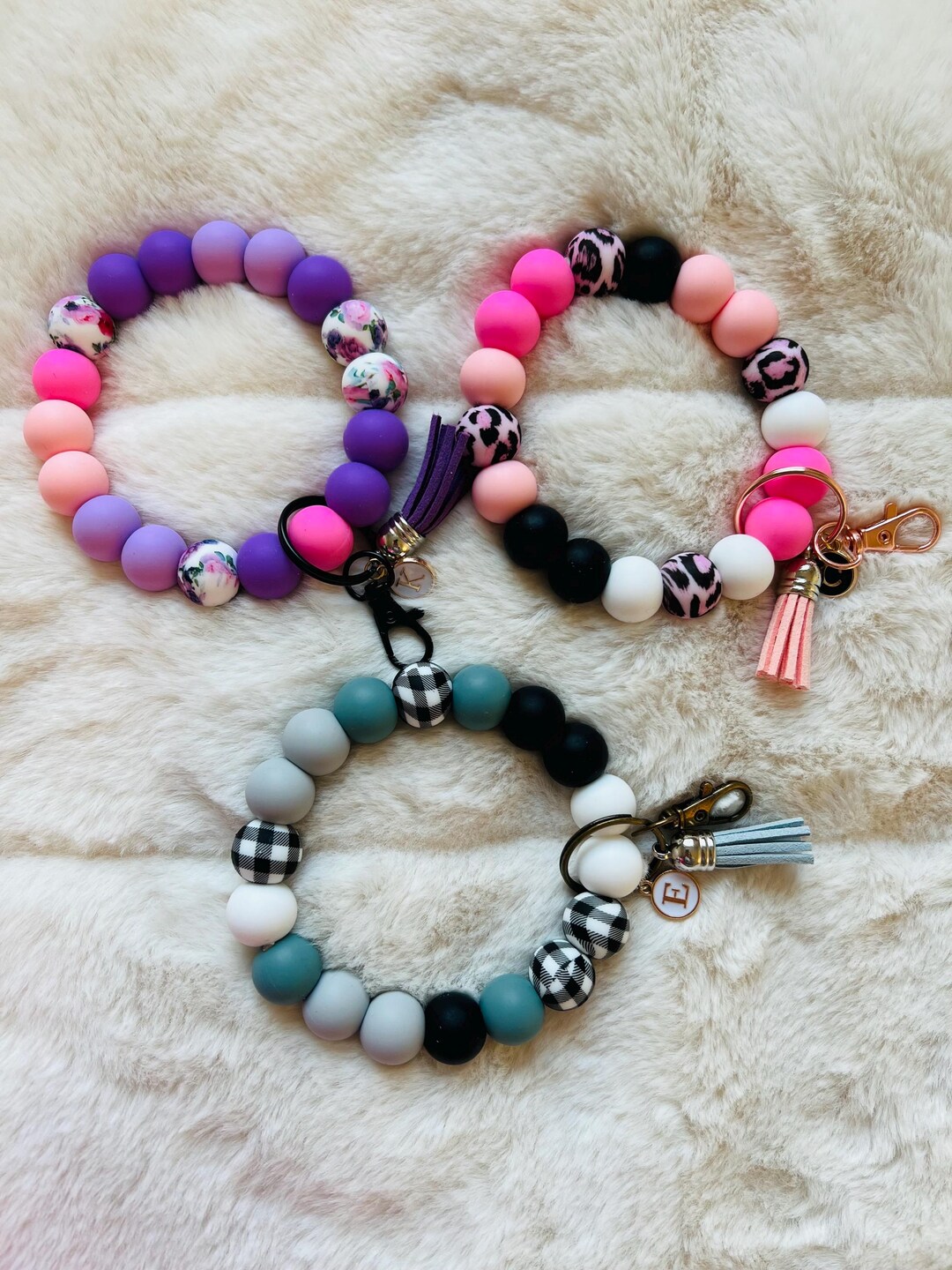Wristlet Keychain | Bracelet Keychain | Key Ring Bracelet | Small Gift ...