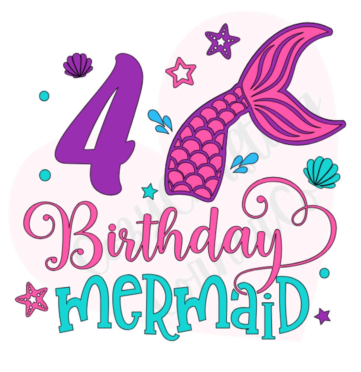 4th Birthday SVG, Mermaid, 4th Birthday, 4th Birthday Mermaid, Mermaid ...